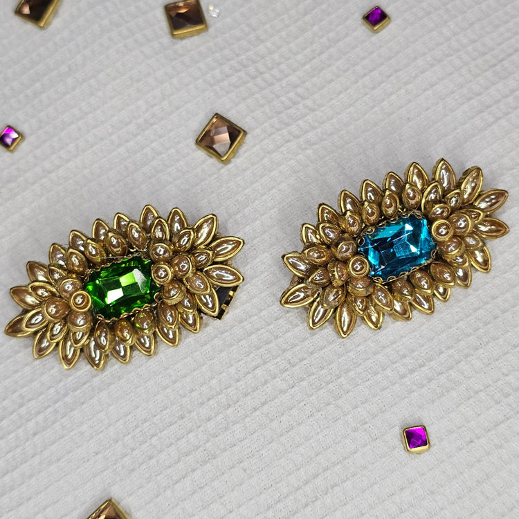 Blue and Green Designer Saree Brooch Combo – Kangan by Dhruthi